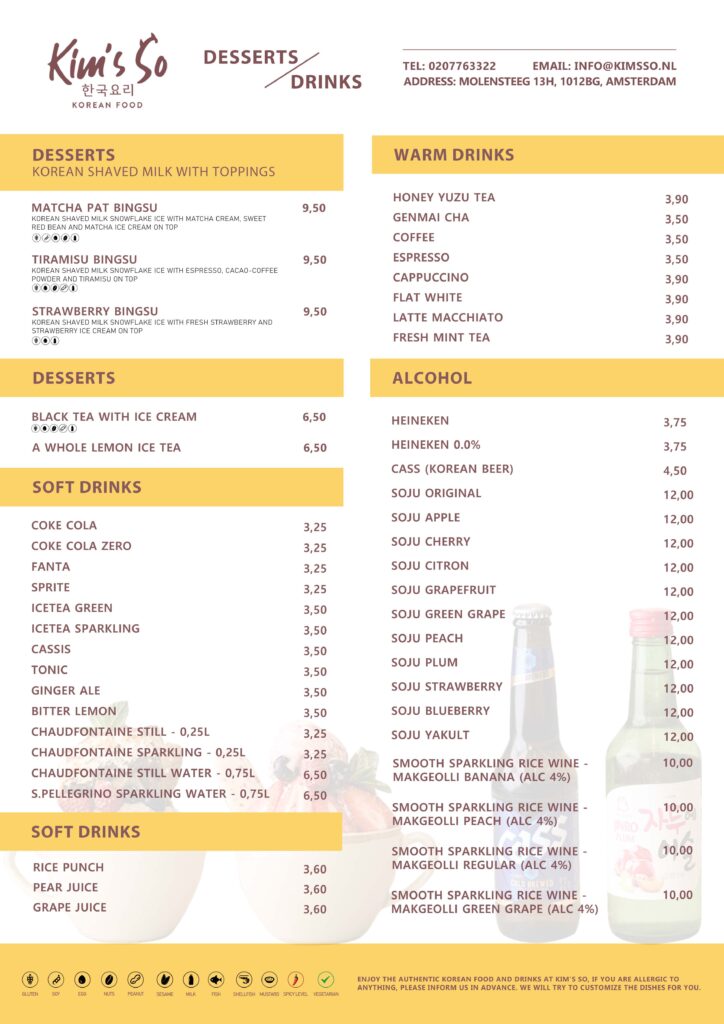 Menu – Kim's So Korean Food Centrum